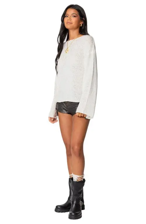 EDIKTED Relaxed Lightweight Sweater - White