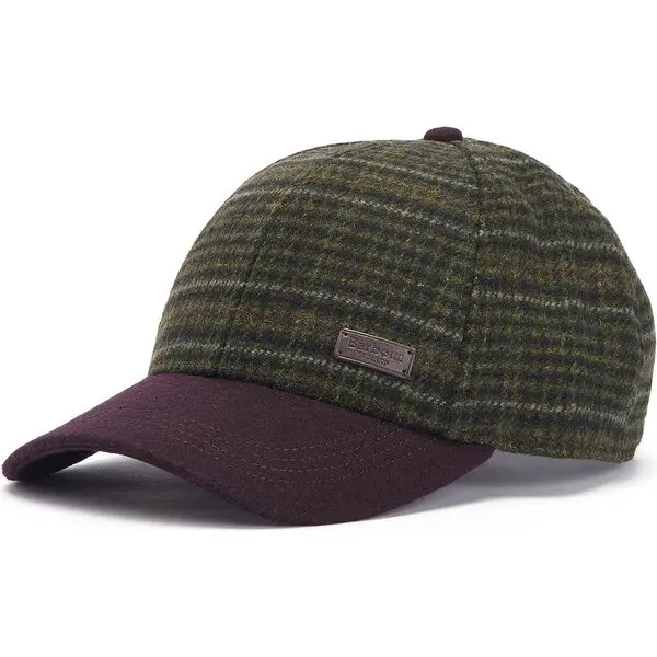 Barbour Clyde Plaid Tweed Baseball Cap - Brown/olive Plaid