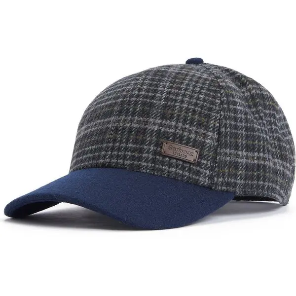 Barbour Clyde Plaid Tweed Baseball Cap - Navy/grey Plaid