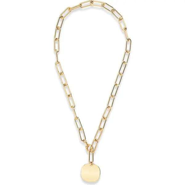 Nordstrom Paper Clip Chain Medallion Pendant Necklace - Gold