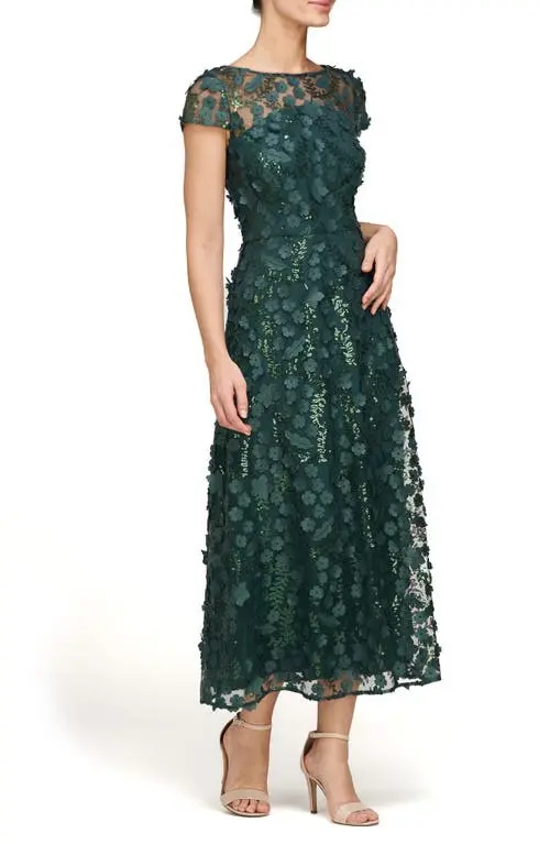 js boutique lace dress JS Collections Two-Tone Lace Embroidery Cocktail Dress Black/ VANILLA