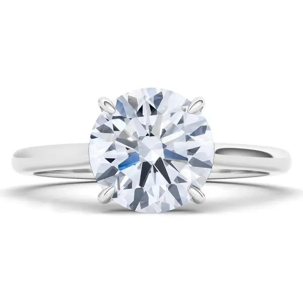 HAUTECARAT Round Brilliant Cut Lab Grown Diamond Ring - 2.50 Ctw 18k White Gold
