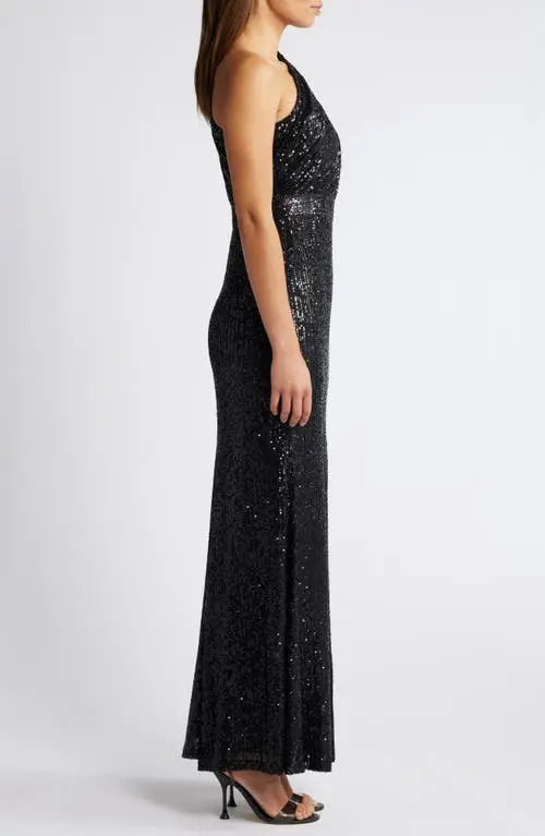 Vince Camuto Sequin One-shoulder Gown - Black