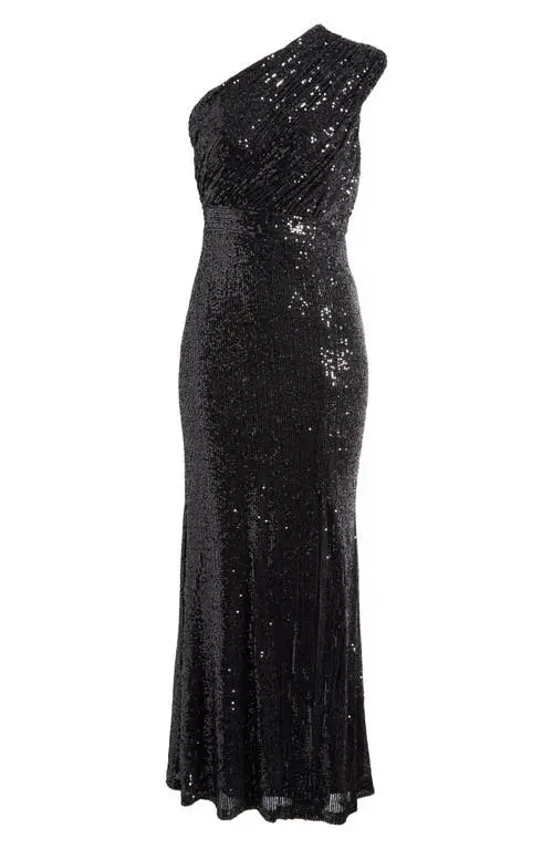Vince Camuto Sequin One-shoulder Gown - Black