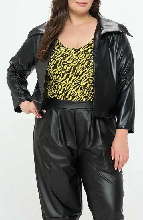 L I V D Ryder Faux Leather Crop Jacket