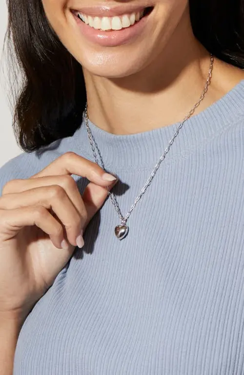 ANA LUISA Puffed Heart Pendant Necklace - Silver