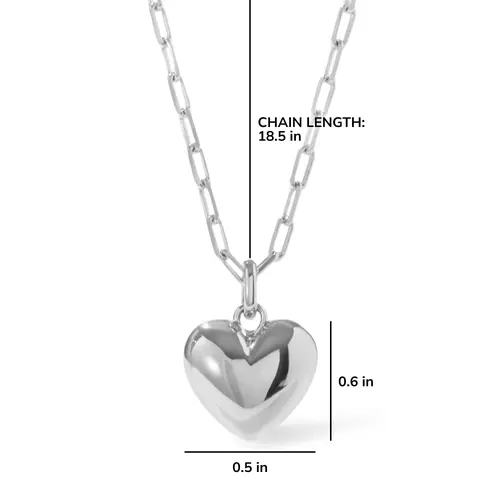 ANA LUISA Puffed Heart Pendant Necklace - Silver