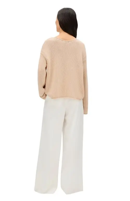 Another Tomorrow Draped Knit Sweater - Sand