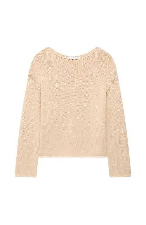Another Tomorrow Draped Knit Sweater - Sand