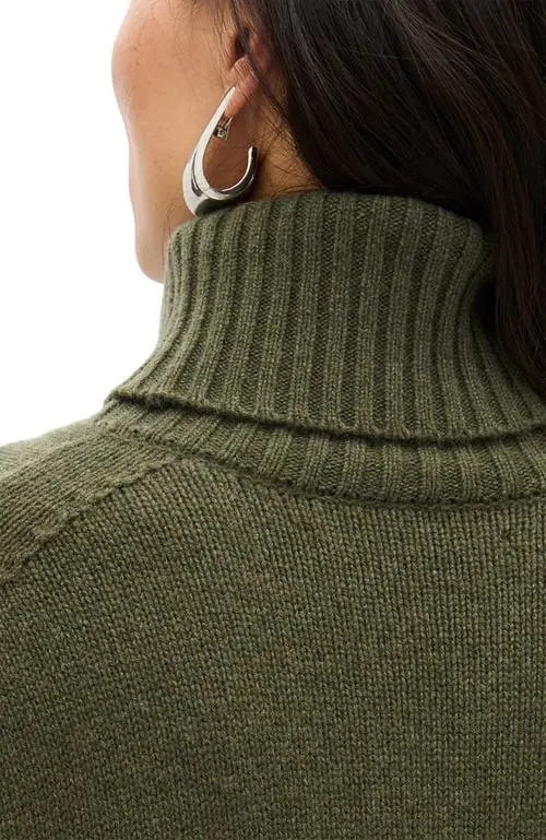 Another Tomorrow Oversized Luxe Turtleneck - Moss