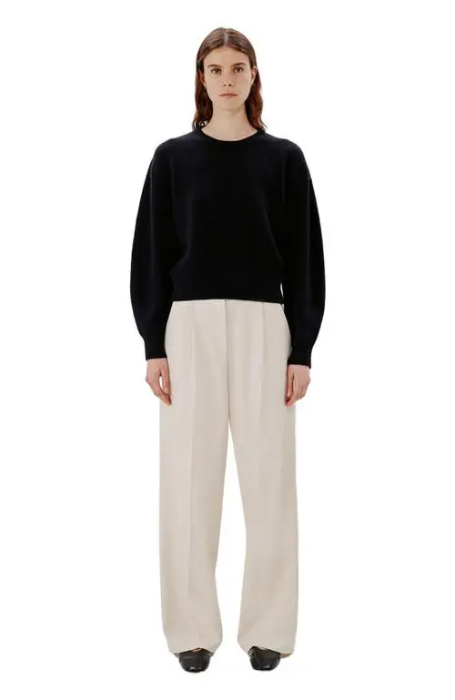 Another Tomorrow Cashmere Knit Sweatshirt - Black