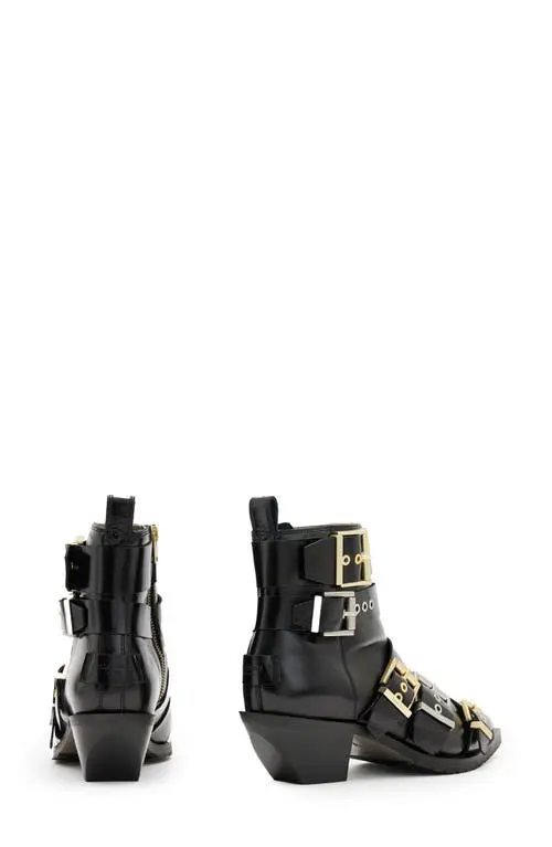 ALLSAINTS Jane Buckle Leather Bootie - Black