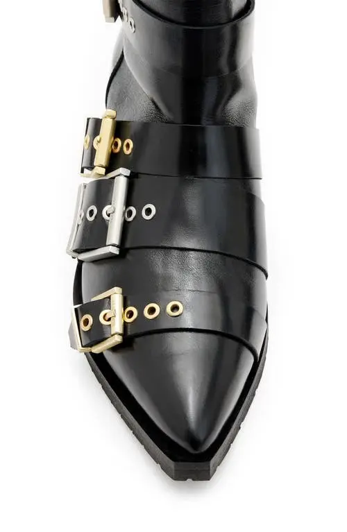 ALLSAINTS Jane Buckle Leather Bootie - Black