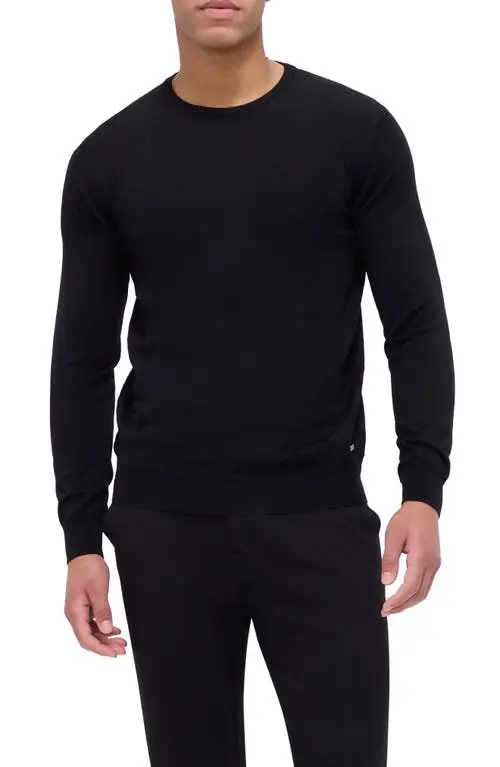 Bugatchi Scott Crewneck Merino Wool Sweater - Black