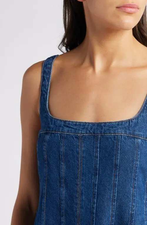 Reformation Denim Minidress With Pleats In Salinas - 45% Off | Editorialist