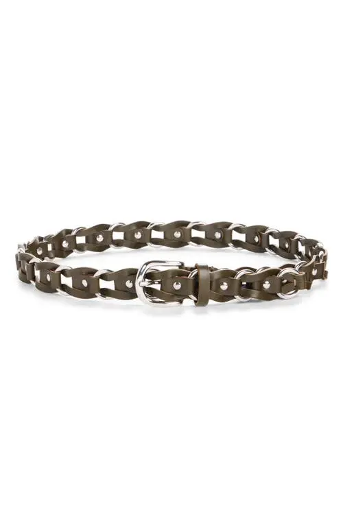 Isabel Marant Bali Braided Leather Belt - Dark Khaki