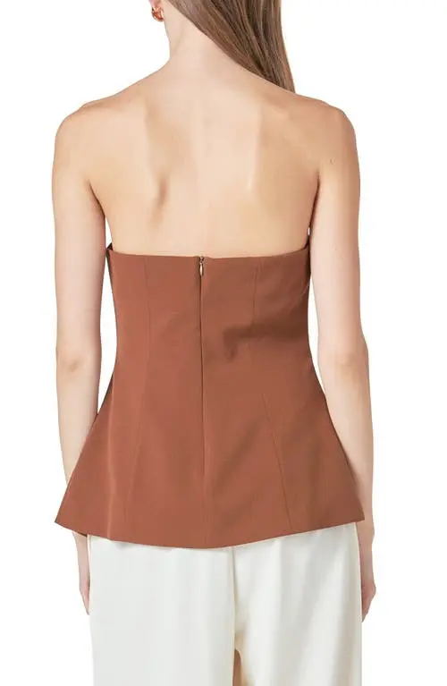 Endless Rose Button Strapless Top - Brown
