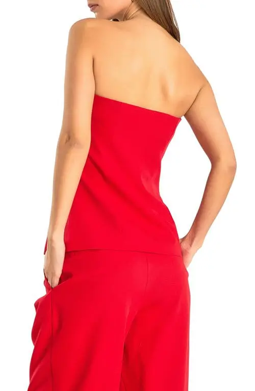 Endless Rose Button Strapless Top - Red