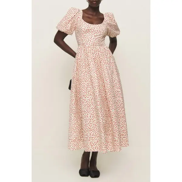REFORMATION Everlyn Puff Sleeve Organic Cotton Maxi Dress