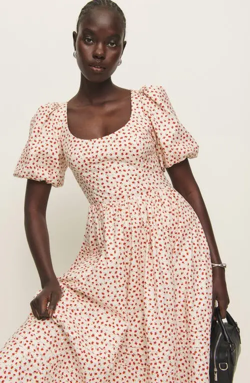 REFORMATION Everlyn Puff Sleeve Organic Cotton Maxi Dress
