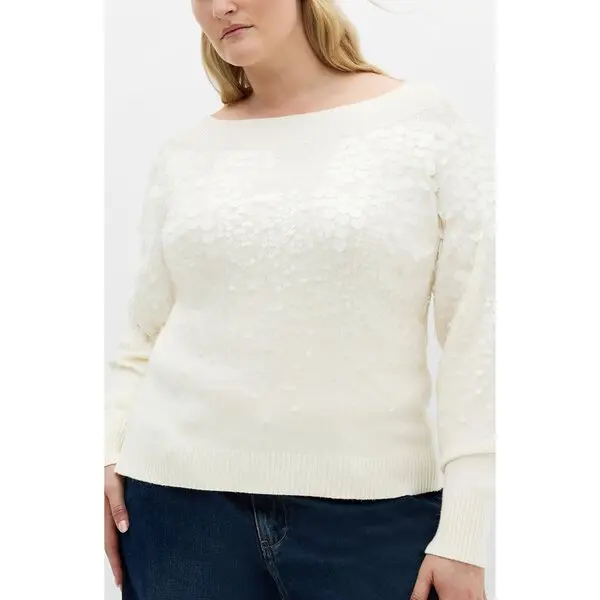 City Chic Braylin Embellished Sweater - Ivory