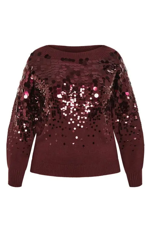 City Chic Braylin Embellished Sweater - Oxblood
