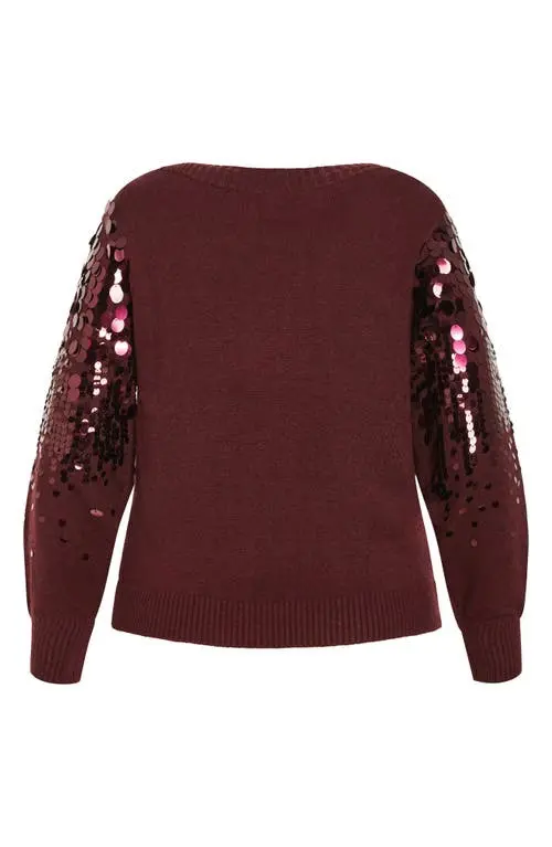 City Chic Braylin Embellished Sweater - Oxblood