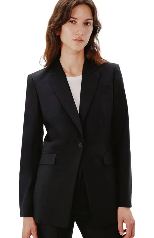 Another Tomorrow Single-button Peak Lapel Jacket - Black