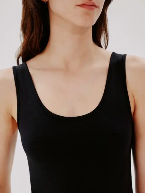 Another Tomorrow Slim Fit Tank Top - Black