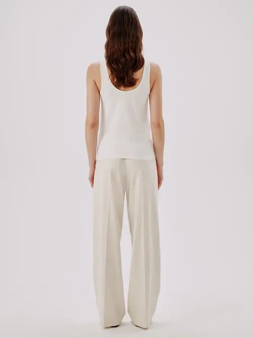 Another Tomorrow Slim Fit Tank Top - White