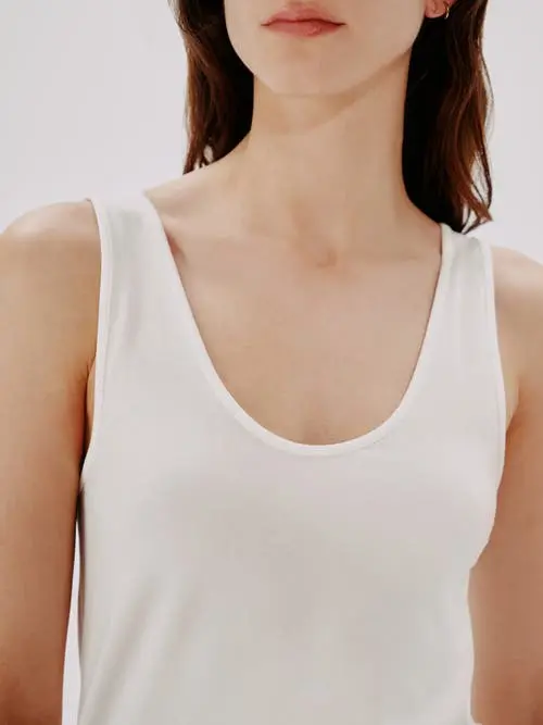 Another Tomorrow Slim Fit Tank Top - White