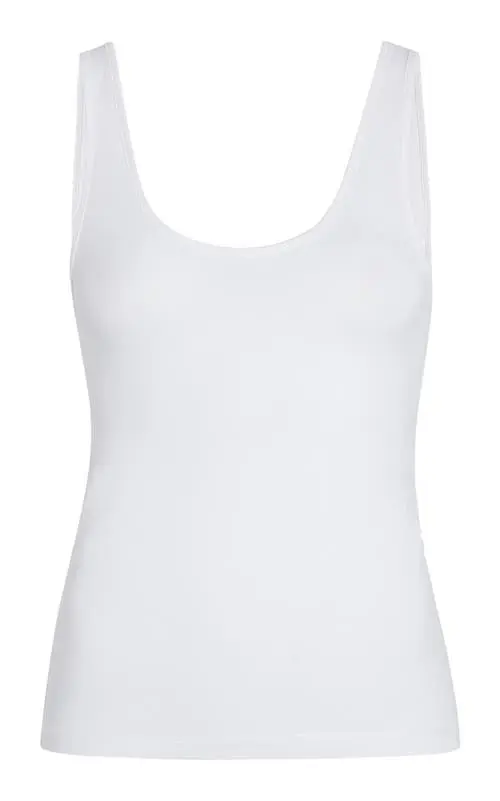 Another Tomorrow Slim Fit Tank Top - White