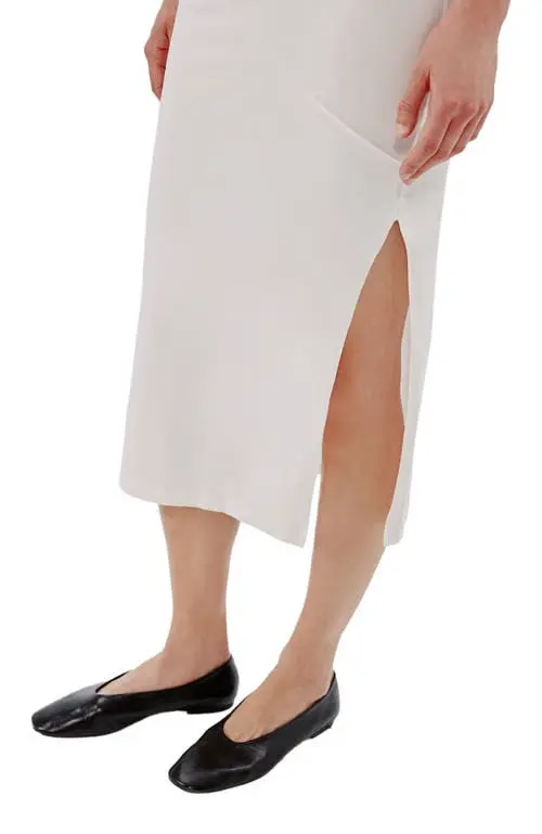 Another Tomorrow Elbow Sleeve Midi Dress - White