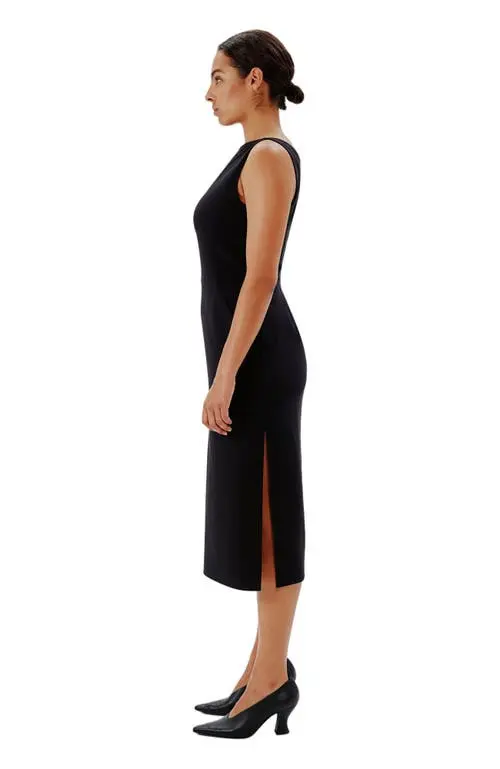 Another Tomorrow Doppio Boatneck Midi Dress