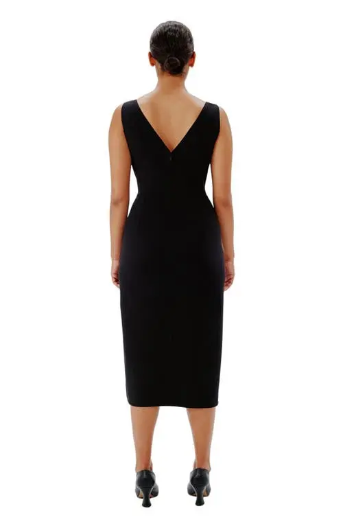 Another Tomorrow Doppio Boatneck Midi Dress
