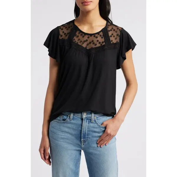 Loveappella Yoke Swing Top - Black