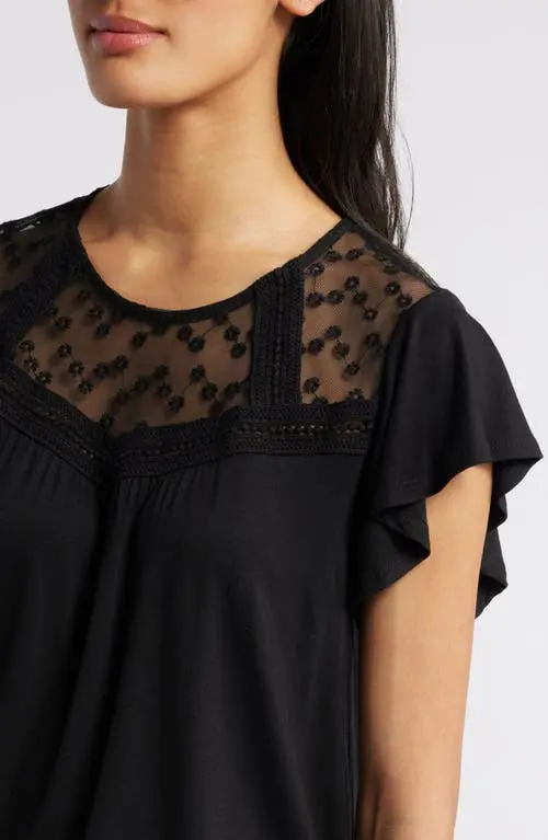Loveappella Yoke Swing Top - Black