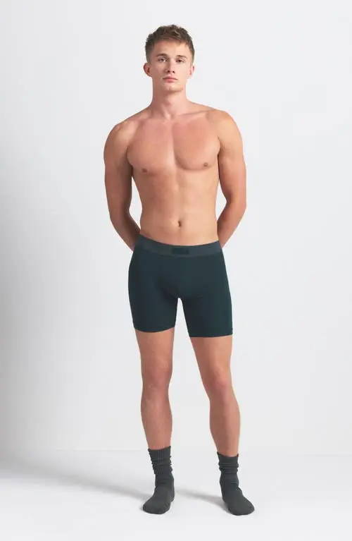 SKIMS 3-pack 5-inch Stretch Cotton & Modal Boxer Briefs - Blue Black Multi