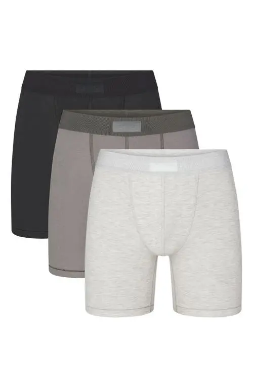 SKIMS 3-pack 5-inch Stretch Cotton & Modal Boxer Briefs - Heather Multi