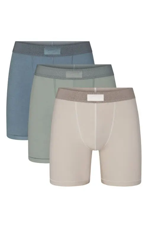 SKIMS 3-pack 5-inch Stretch Cotton & Modal Boxer Briefs - Stone Multi