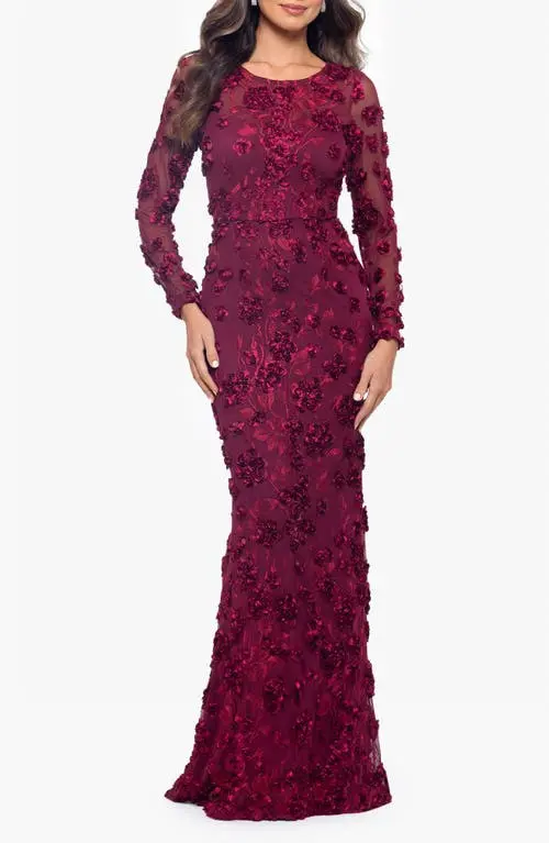 XSCAPE EVENINGS Embroidered Floral Gown