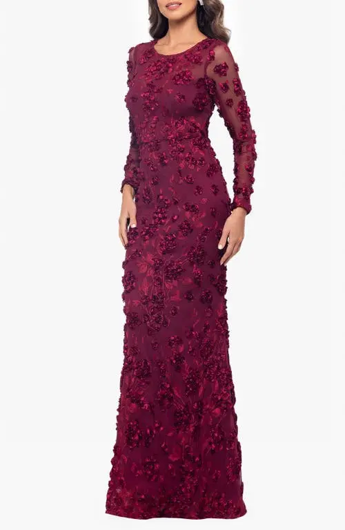 XSCAPE EVENINGS Embroidered Floral Gown
