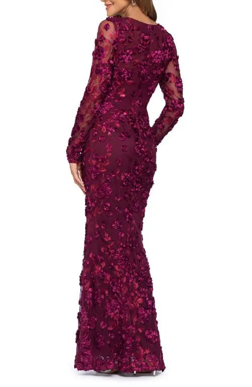 XSCAPE EVENINGS Embroidered Floral Gown