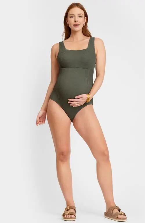 Seraphine Textured Maternity One-piece Swimsuit - Light/ Pastel Green