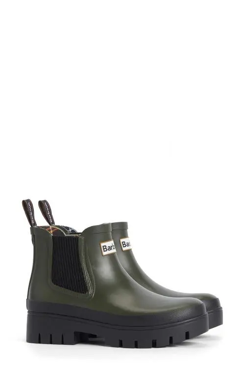Barbour Halton Waterproof Chelsea Rain Boot - Olive/black