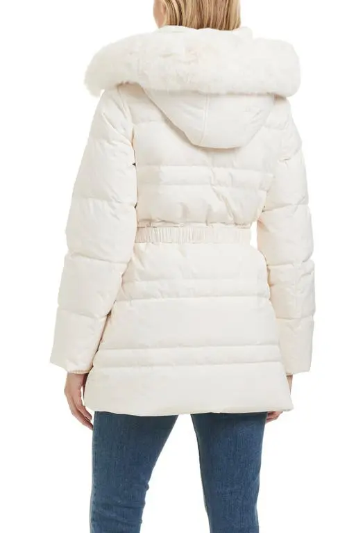 Kate Spade New York Belted Down Puffer Jacket With Faux Fur Trim