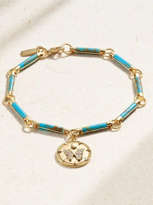 FOUNDRAE Reverie Element 18-karat Turquoise And Diamond Bracelet - Gold