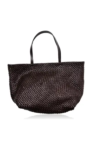 ST. AGNI Large Woven Leather Tote