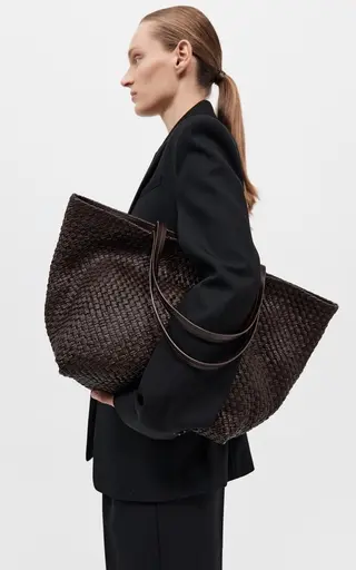 ST. AGNI Large Woven Leather Tote