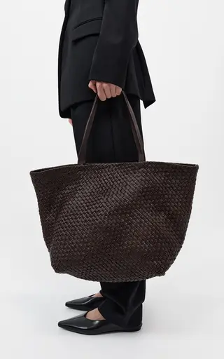 ST. AGNI Large Woven Leather Tote